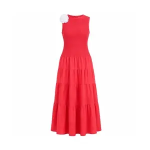 MARIELĒ Valentina Linen Maxi Dress - Red
