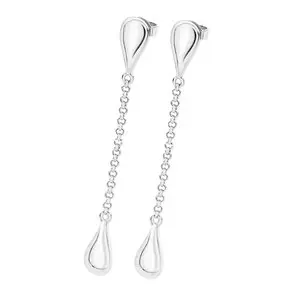 LUCY QUARTERMAINE Station Tear Drop Earrings - Silver