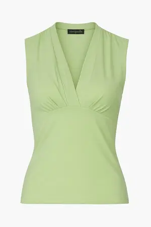 CONQUISTA Light Sleeveless V-neck Fitted Top – Soft Viscose-blend Fabric - Green