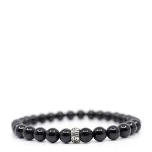 Shar Oke Silver / Black Black Spinel & Good Fortune Bracelet - Silver/black