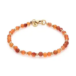 NELLOU JEWELLERY Jewel Bead July Birthstone Bracelet Gold Plated Sterling Silver Carnelian - Yellow