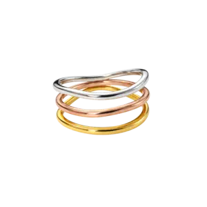LUCY QUARTERMAINE Waterfall Tri Tone Ring - Gray/yellow