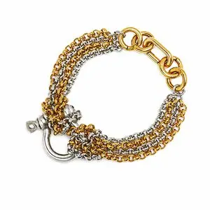 KIREI Gold / Silver Link Chain Bracelet With Shackle Clasp - Gold/silver