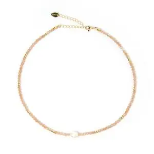 ARMS OF EVE Mila Gemstone & Pearl Choker - Pink