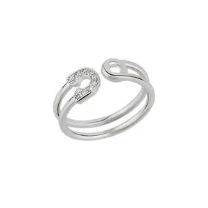 SPERO LONDON Sterling Pave Jewelled Safety Pin Ring - Silver
