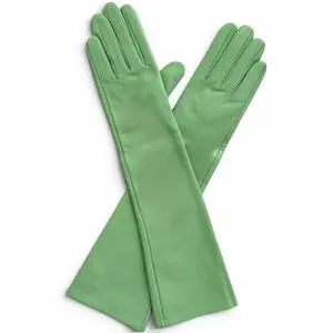HIGH HEEL JUNGLE BY KATHRYN EISMAN Milana Opera-length Leather Gloves Celadon Mint - Green