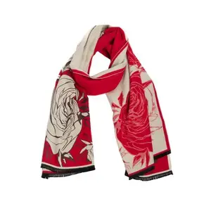 Saachi Bold Floral Reversible Maroon Scarf - Red