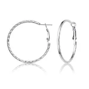 GENEVIVE Genevive Jewelry Textured Rope Round Hoop Earrings
