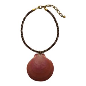 SCCOLLECTION Zoe Shell & Brown Cord Choker - Pink