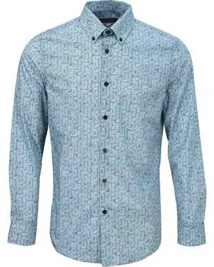 LORDS OF HARLECH Morris Geo Tulip Shirt Mint - Green