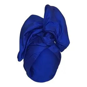 ROMER MILLINERY Twisturban Turban In Silk Shantung Cobalt