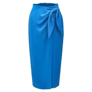 SMART AND JOY Wrap Skirt Tied On Side - Blue