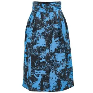 SMART AND JOY Buttoned Straight Skirt In Cotton - Blue