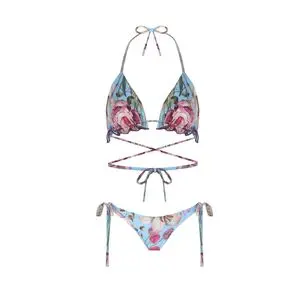 NUR KARAATA Triangle Blu Bikini Set - Blue