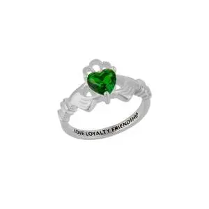 SPERO LONDON Sterling Green Claddagh Ring - Silver