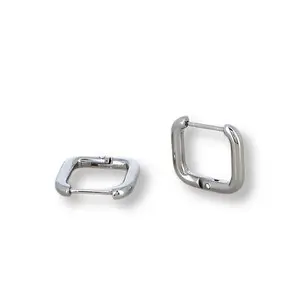 DIVINE ARIA The Arla Square Huggie Hoops - Silver