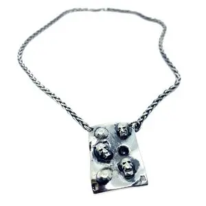 TG-JEWELLERY BY TAMARA GERVASIO Silver / Black Skull Choker Byzantine Chain Necklace In Sterling Silver - Silver/black