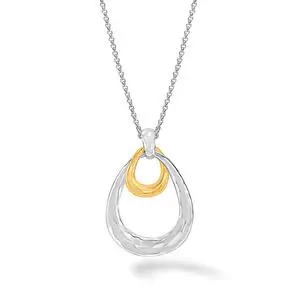 DOWER & HALL Large Entwined Mixed Open Double Oval Pendant - Silver