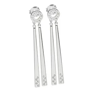 LUCY QUARTERMAINE Art Deco Two Linea Drop Earrings - Silver