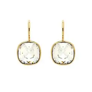 EMMA HOLLAND JEWELLERY Cushion Crystal Hook Earrings - Gold
