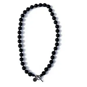 FV JEWELLERY Onyx Silver Fob Necklace