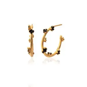 MILOU JEWELRY Small Flower Hoop Earrings - Black