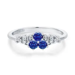 AZURA JEWELRY NEW YORK Sapphire Of The Waterborn Ring White Gold Vermeil - Silver