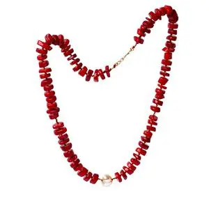 AMONTA Burgundy Coral And Pearl Statement Necklace - Red