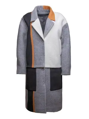 HELENE GALWAS Ella 2-in-1 Wool-blend Winter Coat - Grey/brown