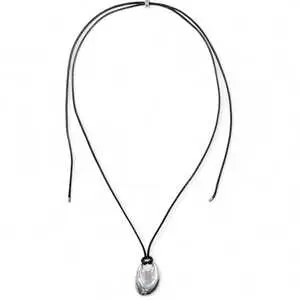MISS CECILIA Oval Pebble Cord Necklace Silver
