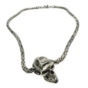 TG-JEWELLERY BY TAMARA GERVASIO Silver / Black Sterling Silver Skull Pendant Necklace – Oneself Japanese Symbol Engraving - Silver/black