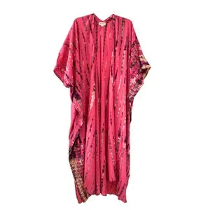 Pink Haley Sara Hand Dyed Kimono In Fuchsia - Pink