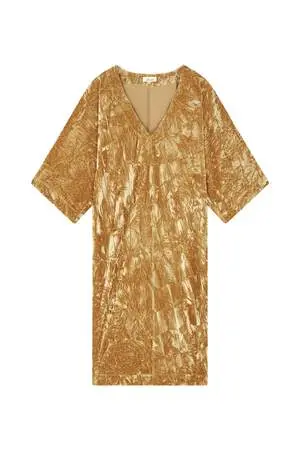 LITTLE LIES Rumours Ochre Velvet Midi Dress - Yellow