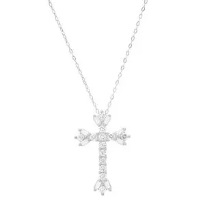 KYLIE HARPER Sterling Vintage Floral Cross Pendant Necklace - Silver