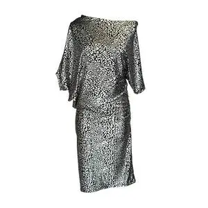 JENNAFER GRACE Black / Silver Chrome Leopard Angle Dress - Black/silver