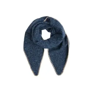 Saachi Knitted Triangle Denim Shawl Wrap - Blue