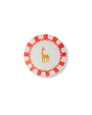 Mojjere Faience Dessert Plate Animal Design Flame - Red