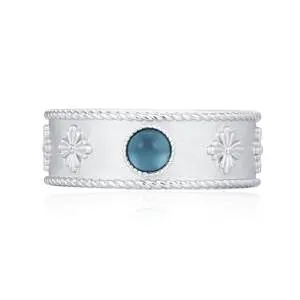 AZURA JEWELRY NEW YORK 14k White Gold Vermeil Ring With London Blue Topaz - Silver