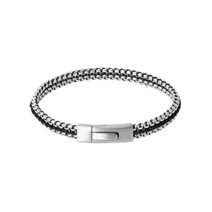 Tateossian Silver / Black Tris Button Bracelet In Black - Silver/black