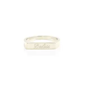 Kris Nations Badass Script Engraved Ring - Silver