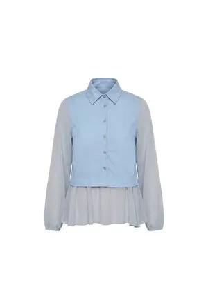 JAMES LAKELAND Powder Contrast Hem Blouse - Blue