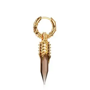 KASUN LONDON Dagger Hoops & Smoky Quartz - Gold