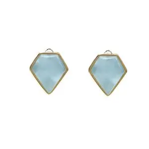FARRA Minimalist Aquamarine Stud Earrings - Blue