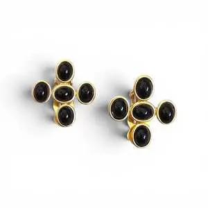 VSTYLE Vintage Cabochon Clip-on Earrings - Black