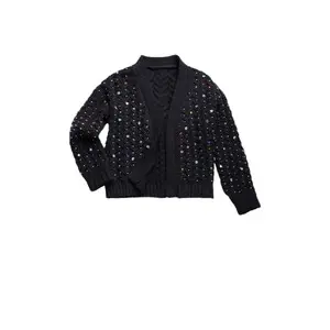 Saachi Cable Knit Cardigan Gemstone Pattern