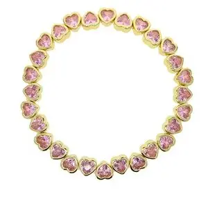 OLIVIA LE Cubic Zirconia Heart Stretch Tennis Bracelet - Pink