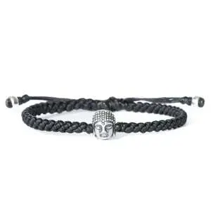 HARBOUR UK Handmade Buddha Rope Bracelet – Boho Cord Bracelet - Black