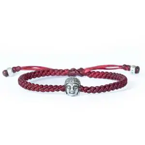 HARBOUR UK Little Buddha Silver Rope Bracelet - Red