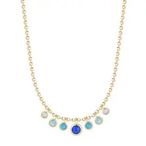 KAMARIA Gradient Ombre Opal Necklace On Ball Chain - Blue