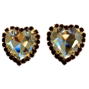 LAURA GRAY Large Diamond & Crystal Heart Post Earrings - Red